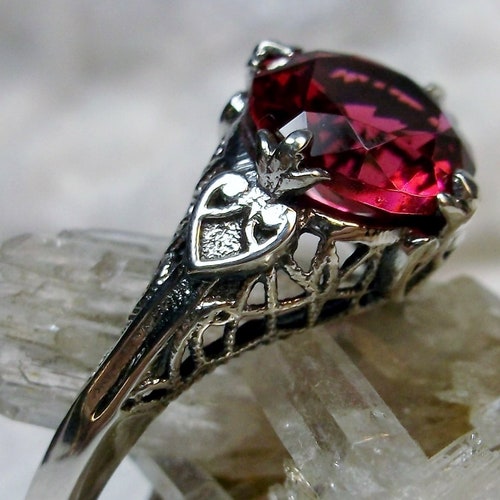 Red Ruby Ring/ Solid Sterling Silver/ 6ct Round Cut Simulated - Etsy