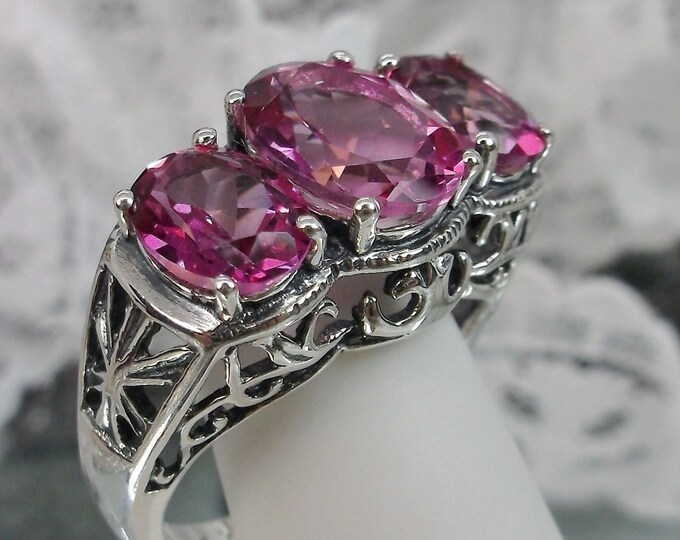 Natural Pink Topaz Ring Size 7.5 /sterling Silver/ 4.95ctw Oval Cut ...