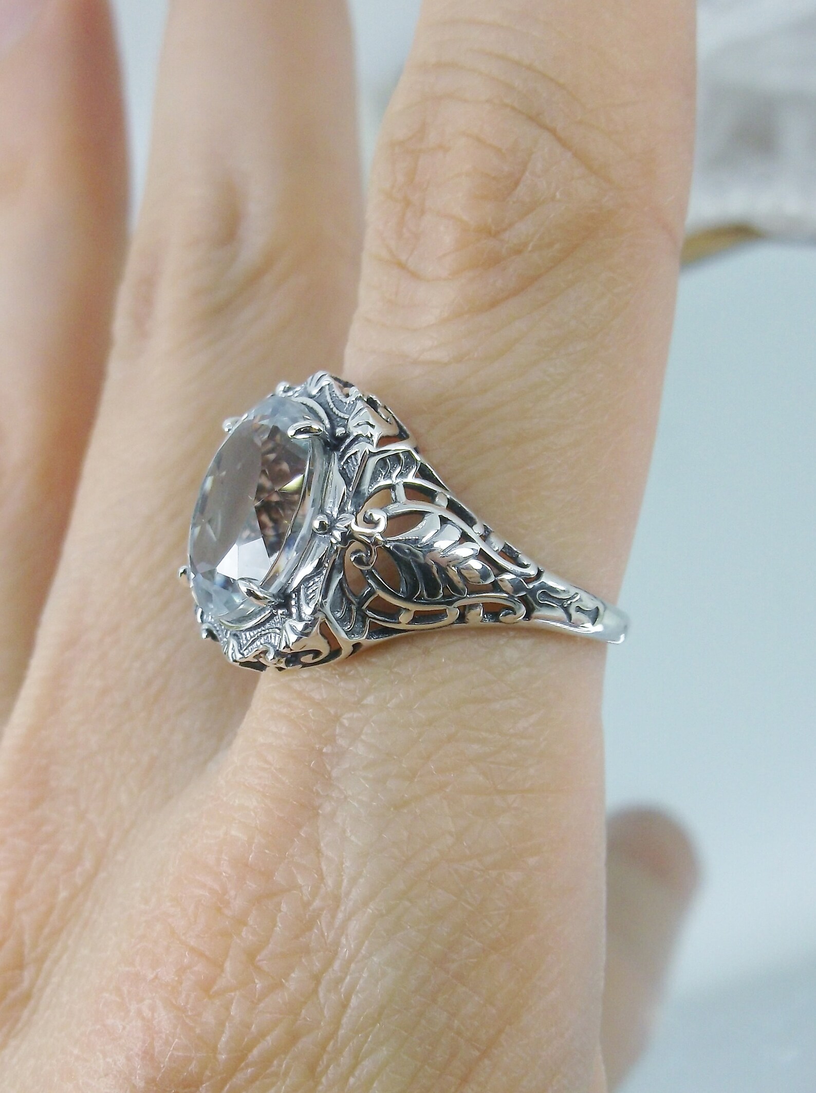 White Topaz Ring/ Solid Sterling Silver/ 4ct Oval Cut White - Etsy