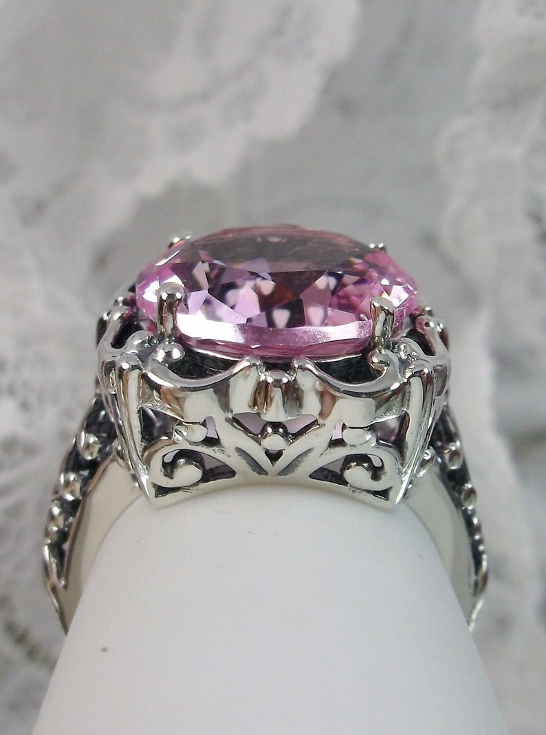 Pink Topaz Ring • Sterling Silver • 6ct Round Simulated or Natural Gem ...