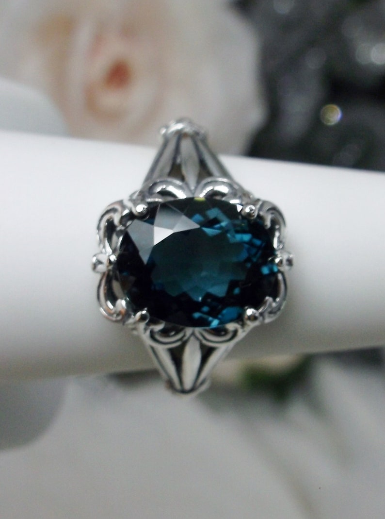 Natural London Topaz Ring/ Sterling Silver/ London Blue 3.5ct - Etsy