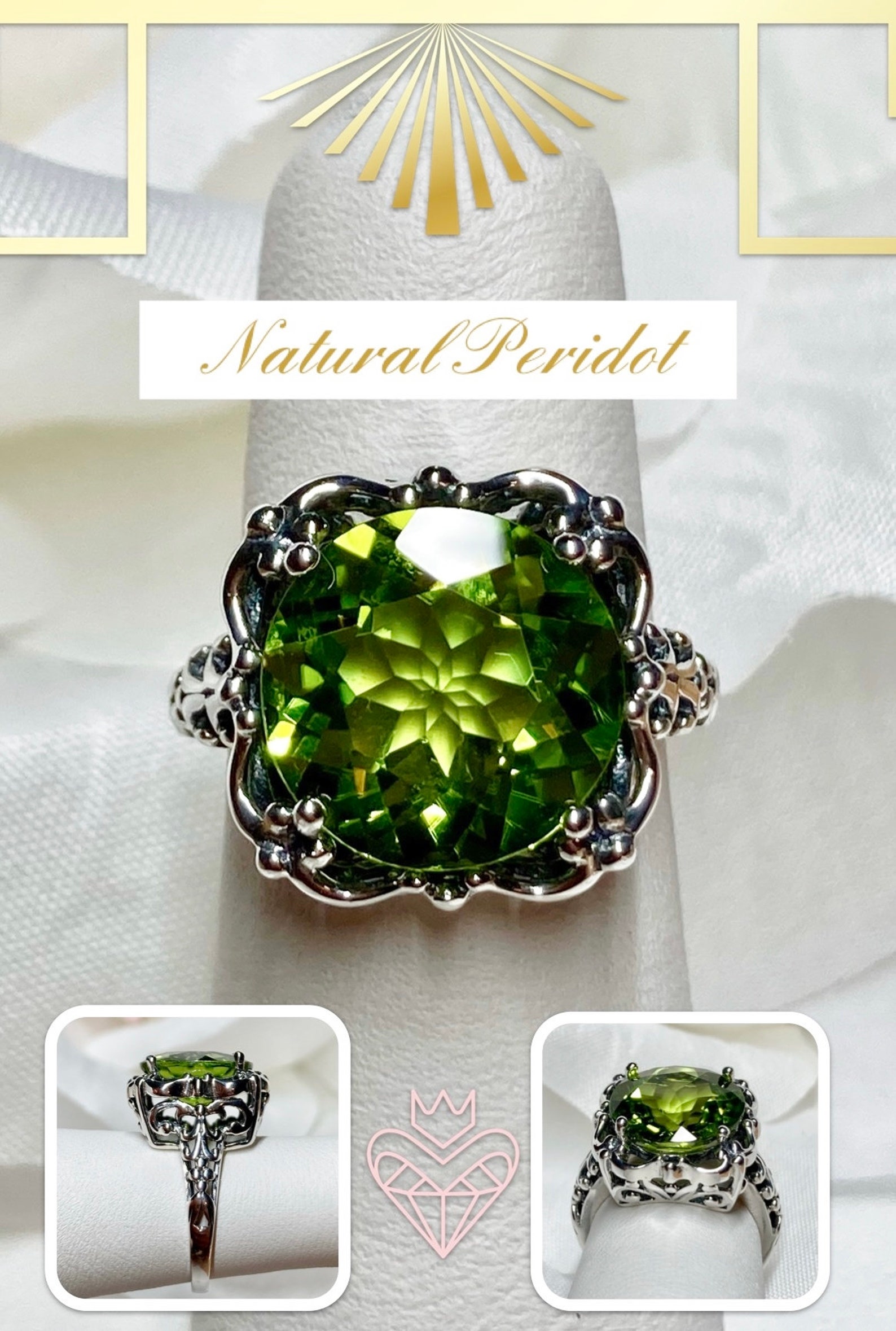 Peridot Ring/ Sterling Silver/ 6ct Simulated or Natural - Etsy