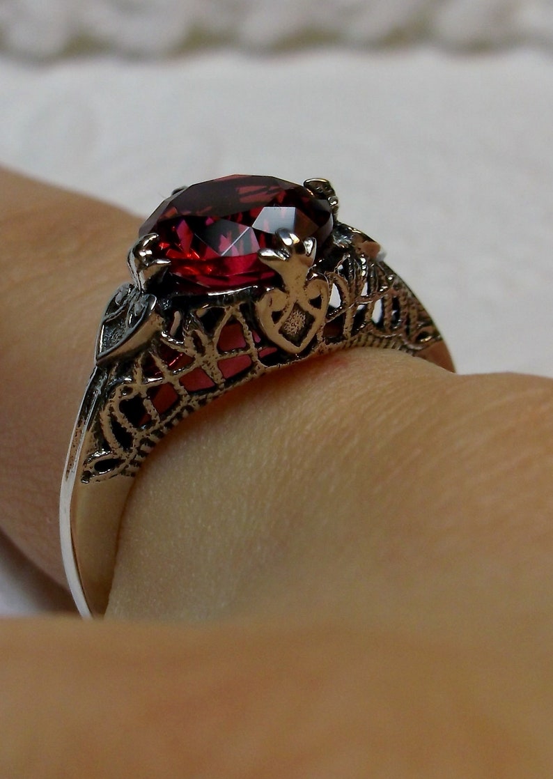 Ruby Red Ring/ Sterling Silver/ 2ct Round Cut Red Ruby Gem - Etsy