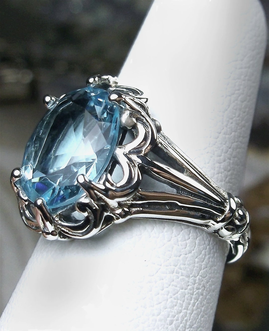 Aquamarine Blue Ring Sterling Silver/ 4ct Oval Simulated Blue ...