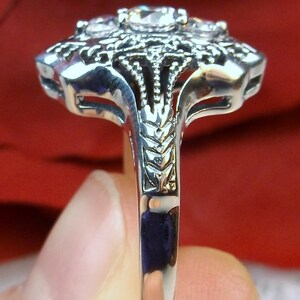 White CZ Ring/ Solid Sterling Silver/ White Cubic Zirconia Sterling ...