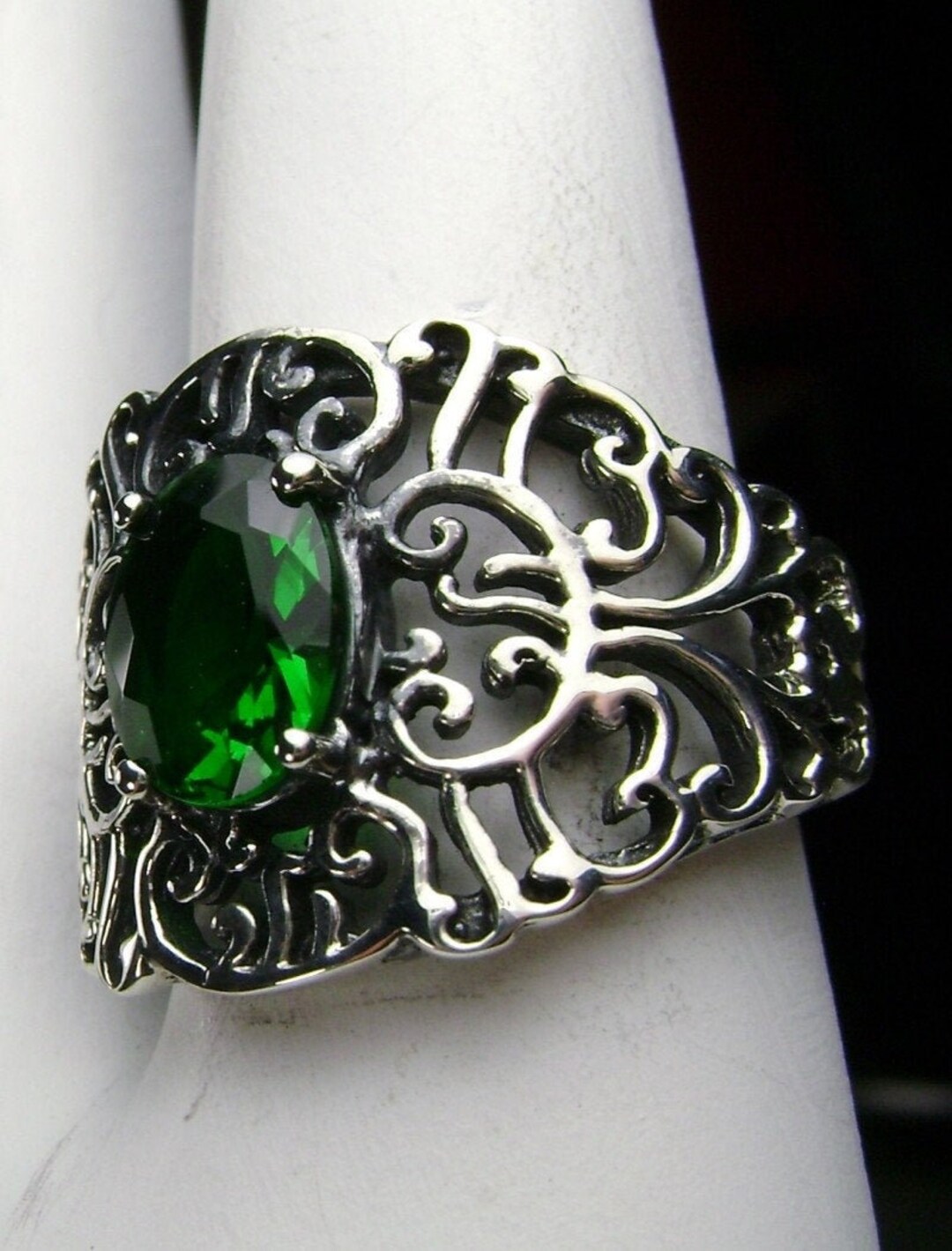 Emerald Ring/ Solid Sterling Silver/ 1ct. Oval Faceted Natural - Etsy