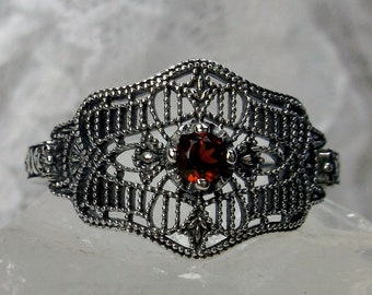 Natural Garnet Ring/ 10k 14k Gold or Sterling Silver/ Round | Etsy