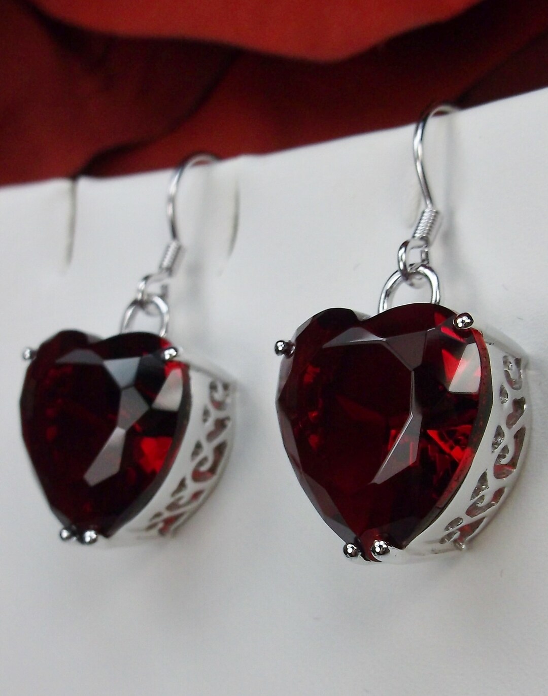 Red Ruby Earrings/ Solid Sterling Silver/ Simulated Ruby - Etsy