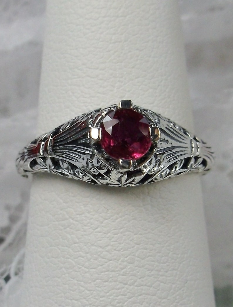 Ruby Ring/ Solid Sterling Silver/ Red Ruby Gem Edwardian | Etsy