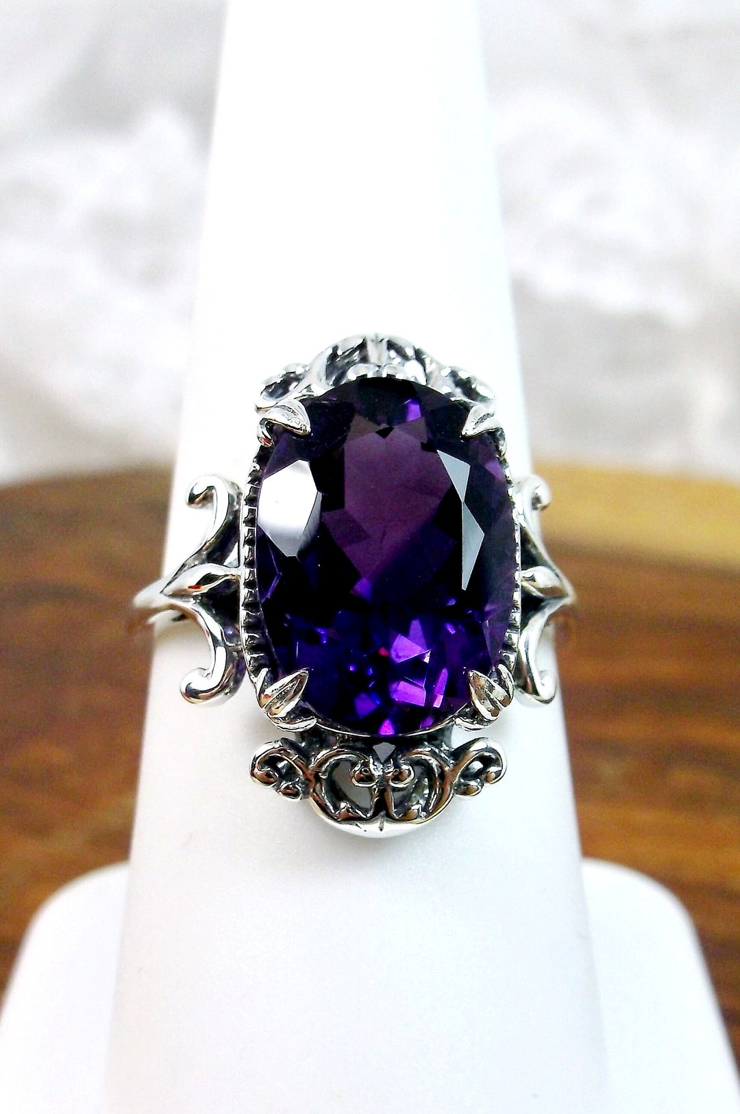 Natural Amethyst Ring/ Sterling Silver/ 5ct Oval Cut Natural Purple ...