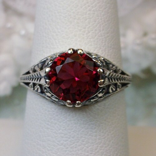 Ruby Ring/ Solid Sterling Silver/ 3ct Simulated Red Gem Art - Etsy