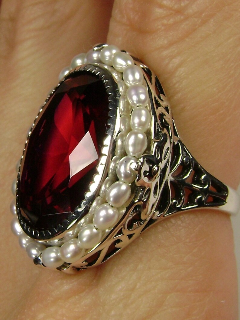 Ruby Red Ring / Solid Sterling Silver 18ct Sim Ruby & Seed - Etsy