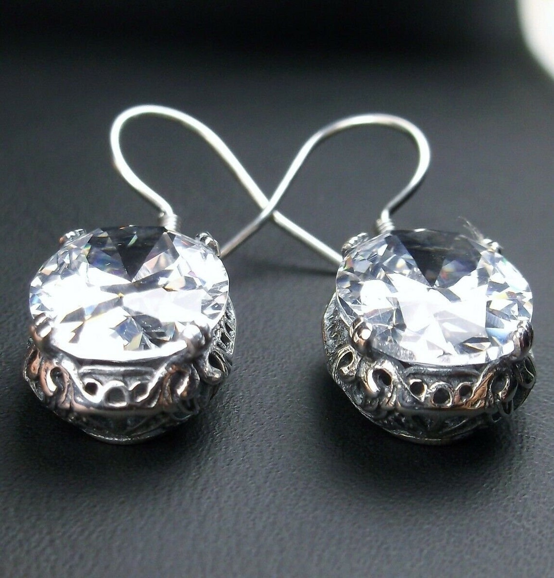 White CZ Earrings/ Sterling Silver/ Oval White Cubic Zirconia - Etsy