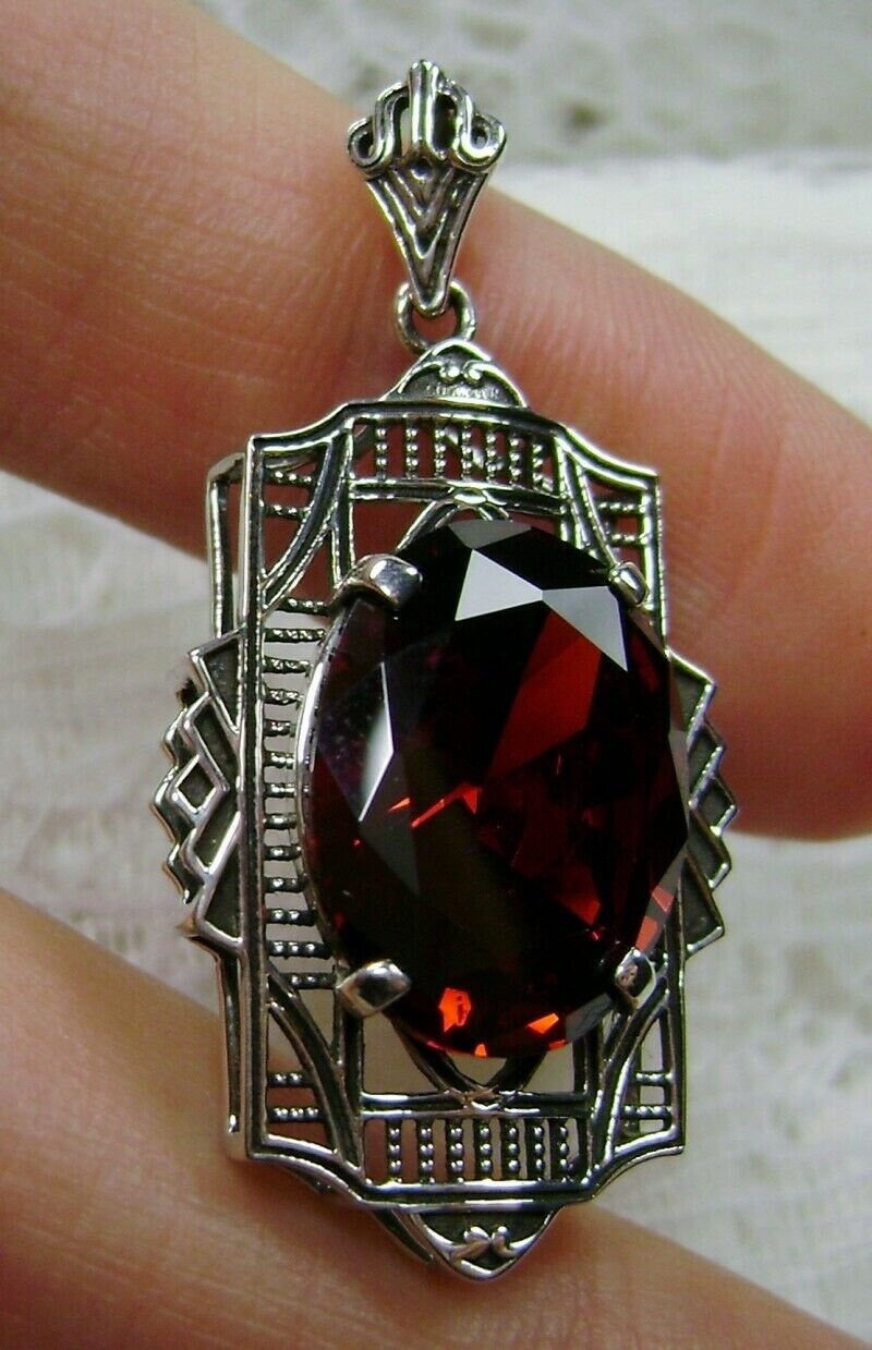 Garnet CZ Pendant/ Sterling Silver/ 8ct Red Garnet Cubic | Etsy
