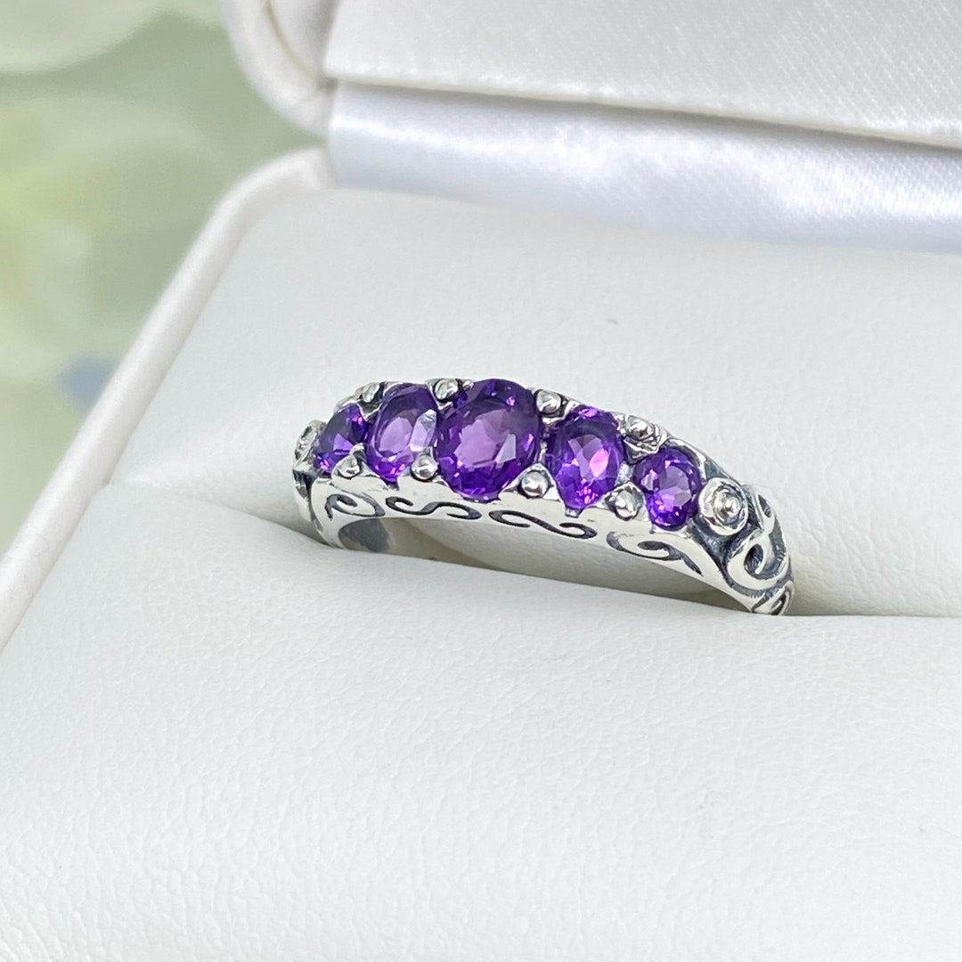 Amethyst Ring, Natural Gemstone, Purple Gems, Georgian Victorian ...