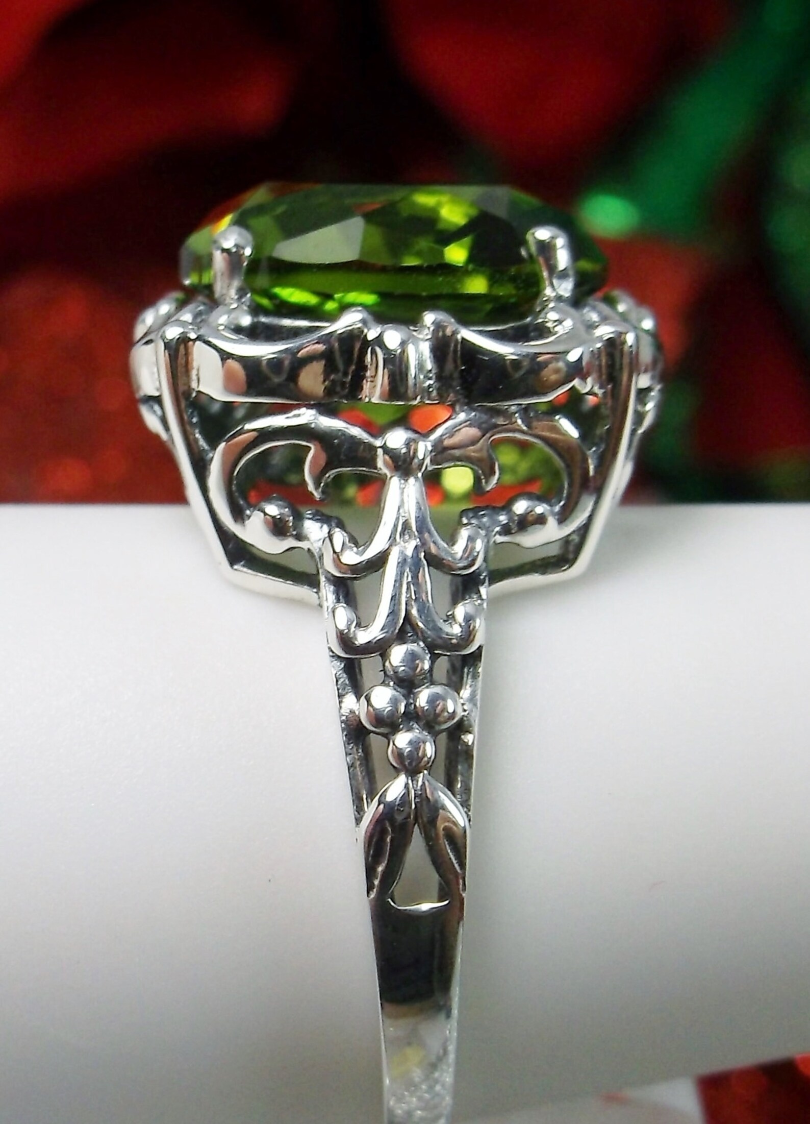 Peridot Ring/ Sterling Silver/ 6ct Simulated or Natural - Etsy