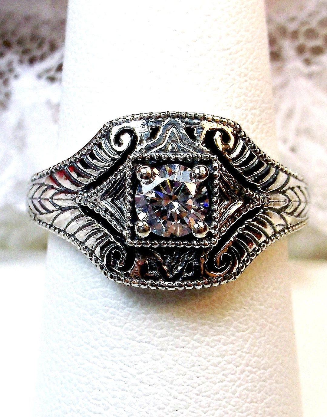 White Gemstone Ring| Sterling Silver| White CZ or Lab Moissanite ...