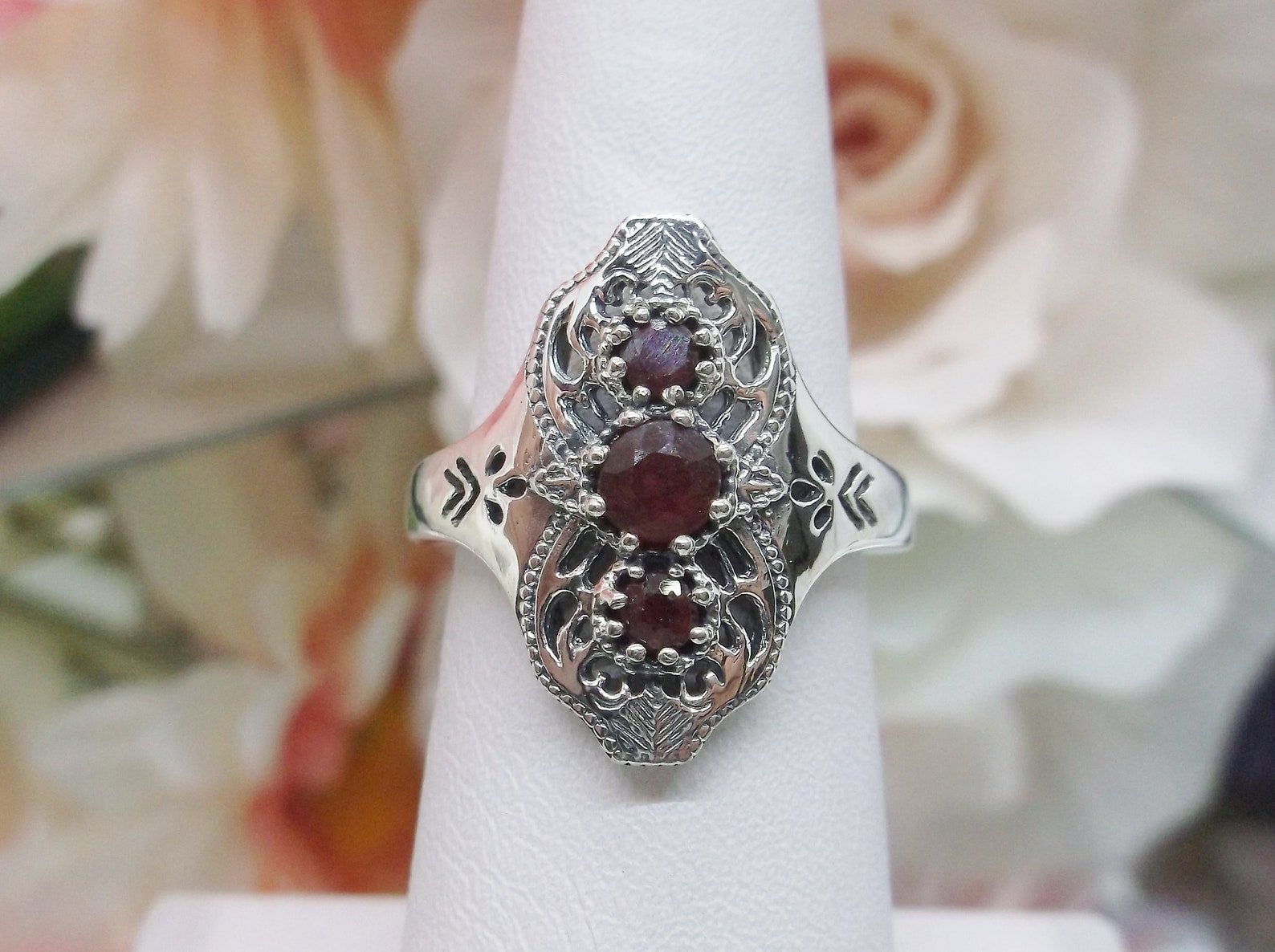 Natural Ruby Ring/ Solid Sterling Silver/ Natural Red Ruby - Etsy