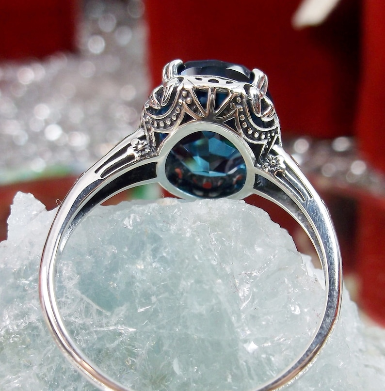 London Blue Topaz Ring/ Sterling Silver/ 5ct Oval Simulated or - Etsy