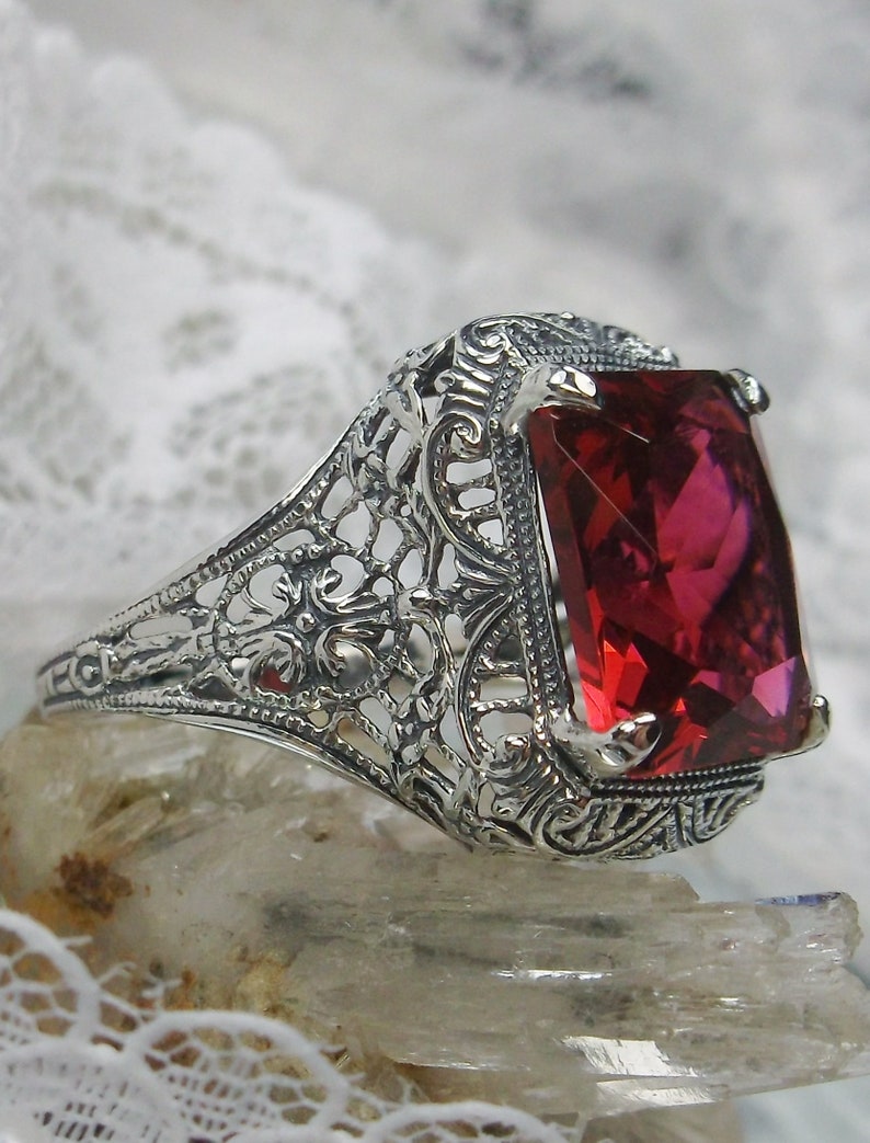 Ruby Ring Size 5 / Sterling Silver/ 5ct Rectangle Cut | Etsy