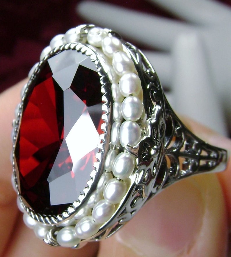 Garnet Ring / Solid Sterling Silver 18ct Garnet CZ or Natural - Etsy