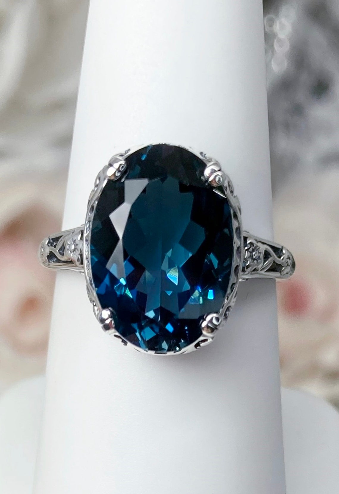 London Blue Ring/ Sterling Silver/ 7ct Natural Topaz Gemstone | Etsy