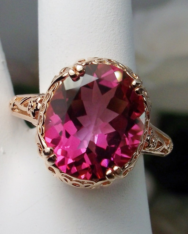 Natural Pink Topaz Ring, Rose Gold Plated Sterling Silver / 3.4ct ...