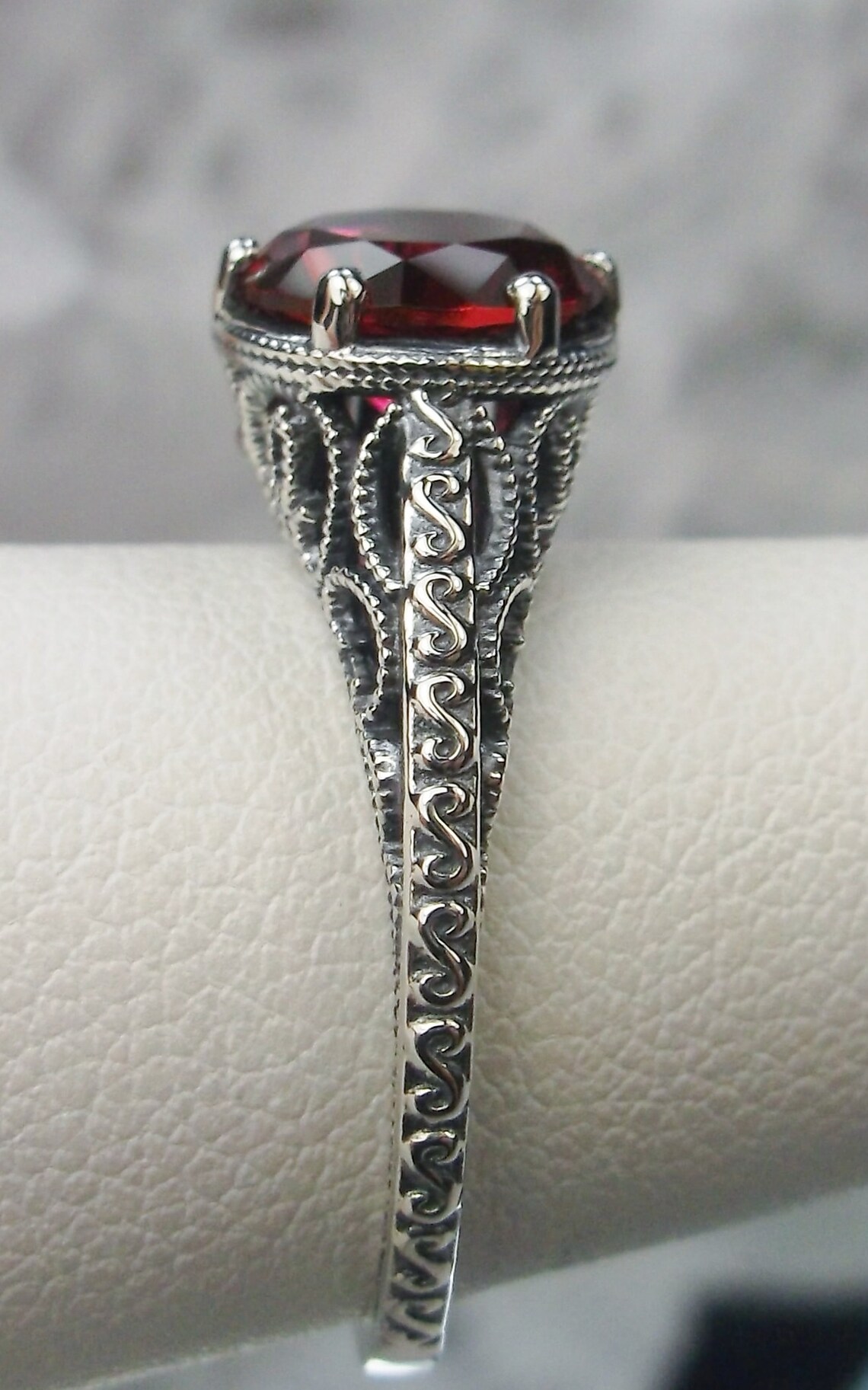 Ruby Ring/ Solid Sterling Silver/ 2ct Round Cut Simulated Red | Etsy