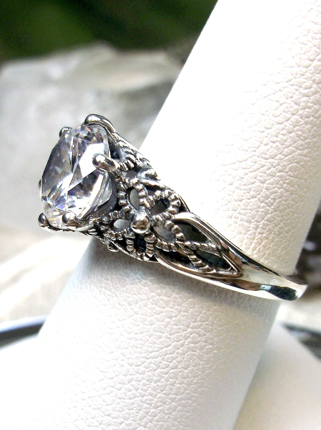 White Gemstone Ring / 925 Sterling Silver/ 3ct Round Cut/cz, Natural ...