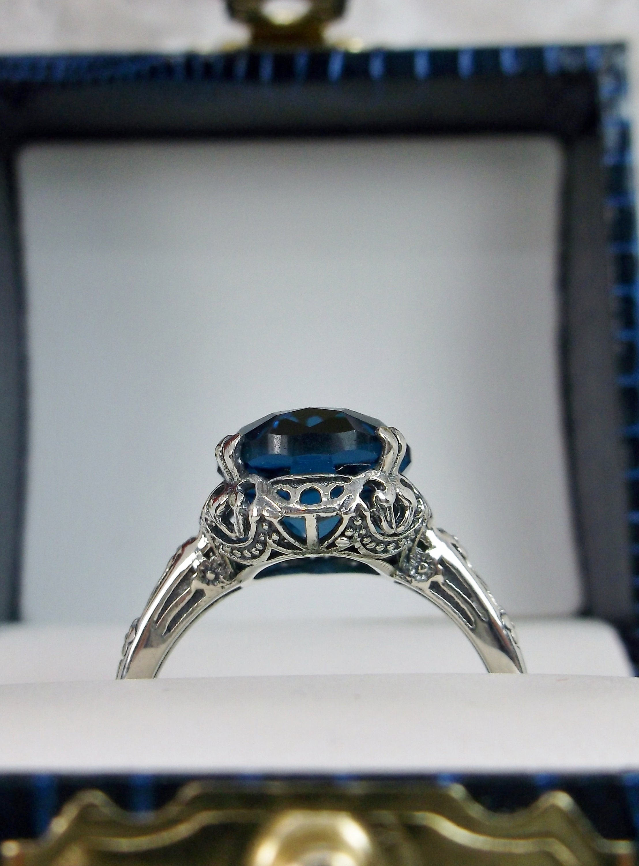 London Blue Ring/ Sterling Silver/ 7ct Natural Topaz Gemstone | Etsy