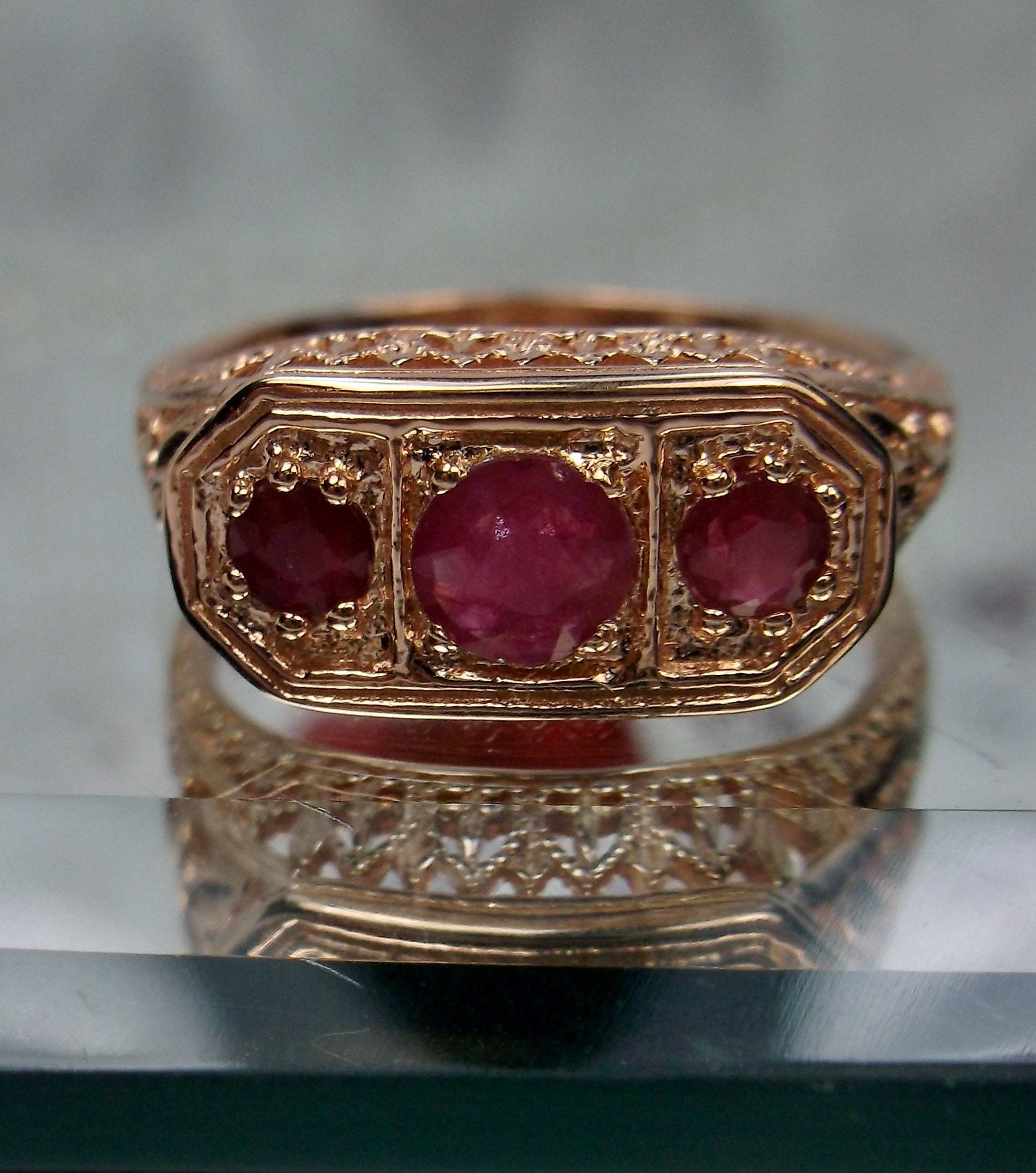 Natural Ruby Ring/ Rose Gold Plated Sterling Silver/ Natural | Etsy