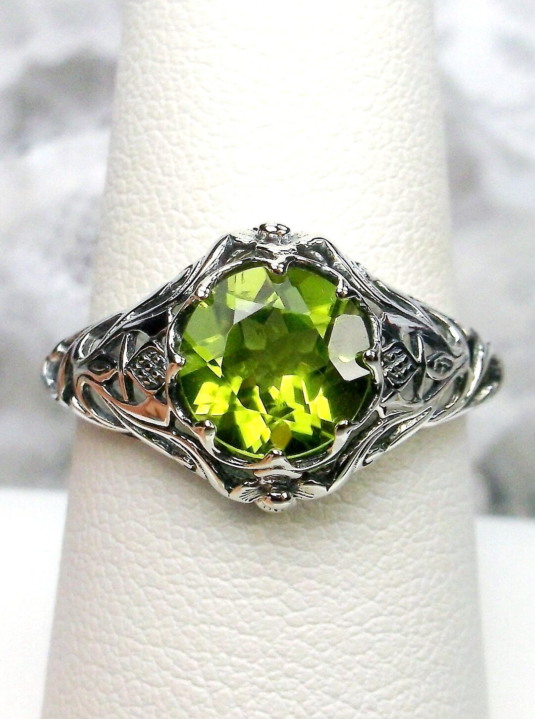 Peridot Ring / Round 2ct Simulated or Natural Peridot With Sterling ...