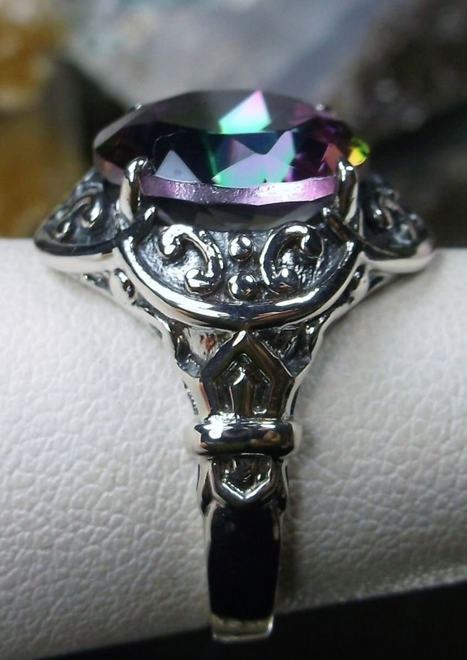 Mystic Topaz/ Solid Sterling Silver/ 5ct Simulated Mystic - Etsy