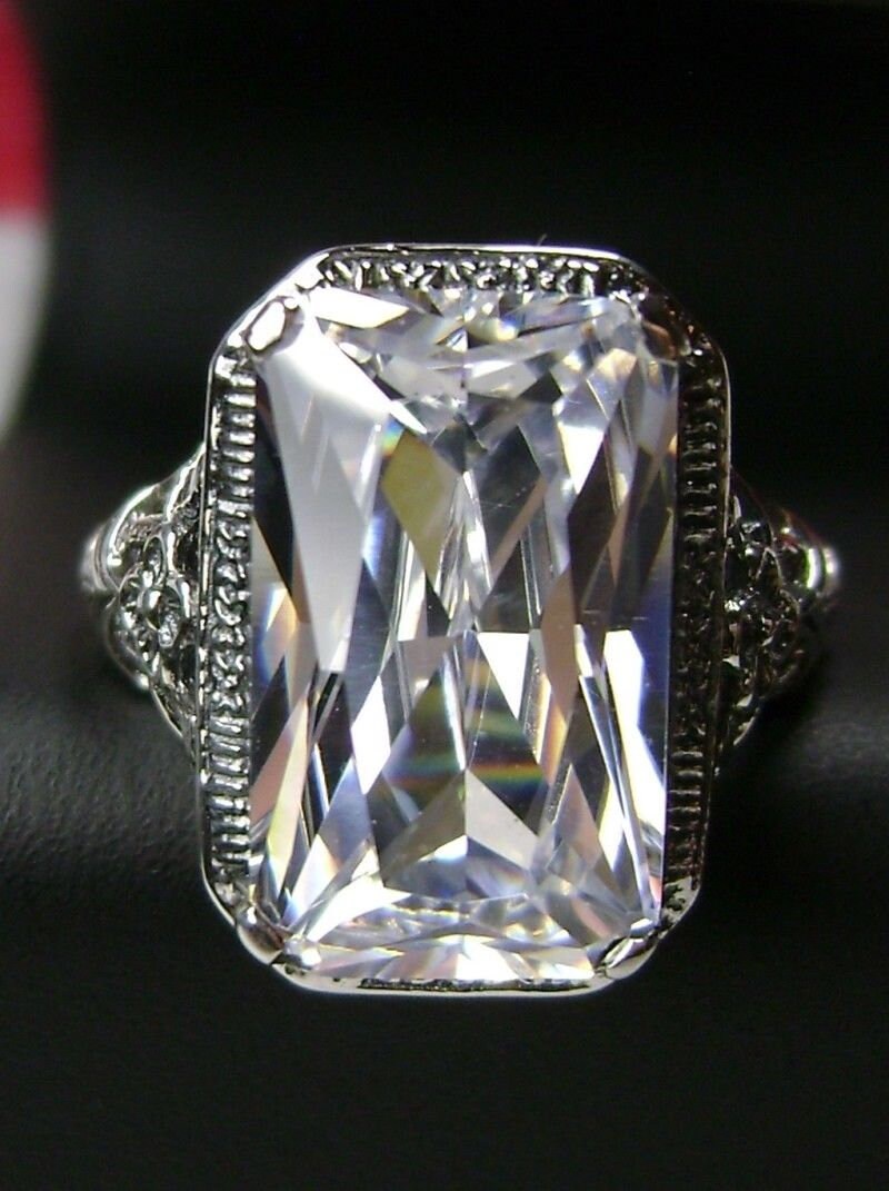 White CZ Ring/ Solid Sterling Silver/ 5ct Cushion Cut White | Etsy
