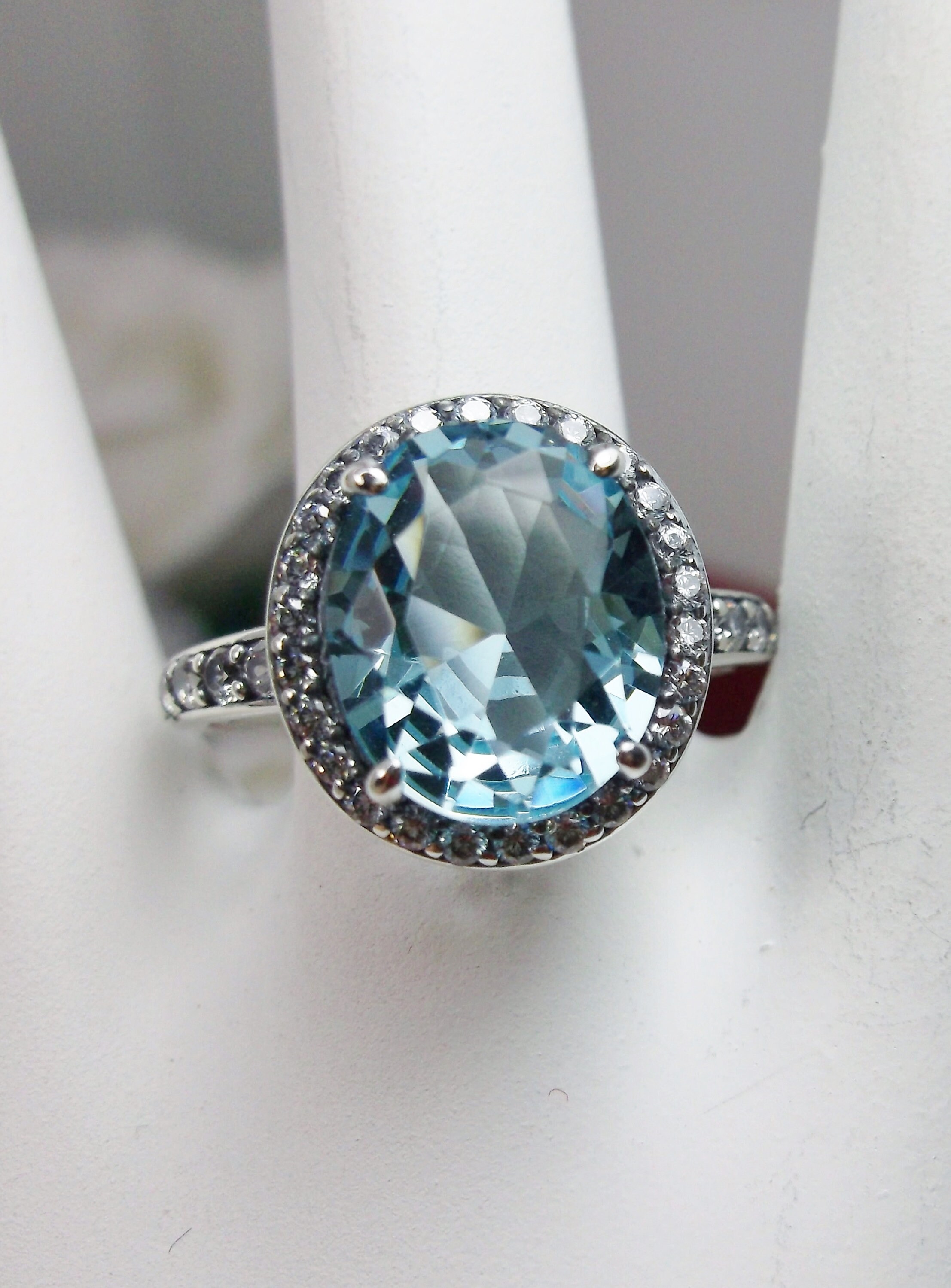 Aquamarine Blue Ring/ Sterling Silver/ 3ct Oval Cut Sim Aqua | Etsy