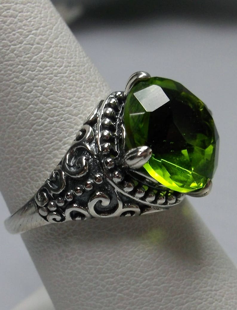 Peridot Ring / 5ct Simulated Green Peridot Solid Sterling | Etsy Peridot Ring / 5ct Simulated Green Peridot Solid Sterling | Etsy