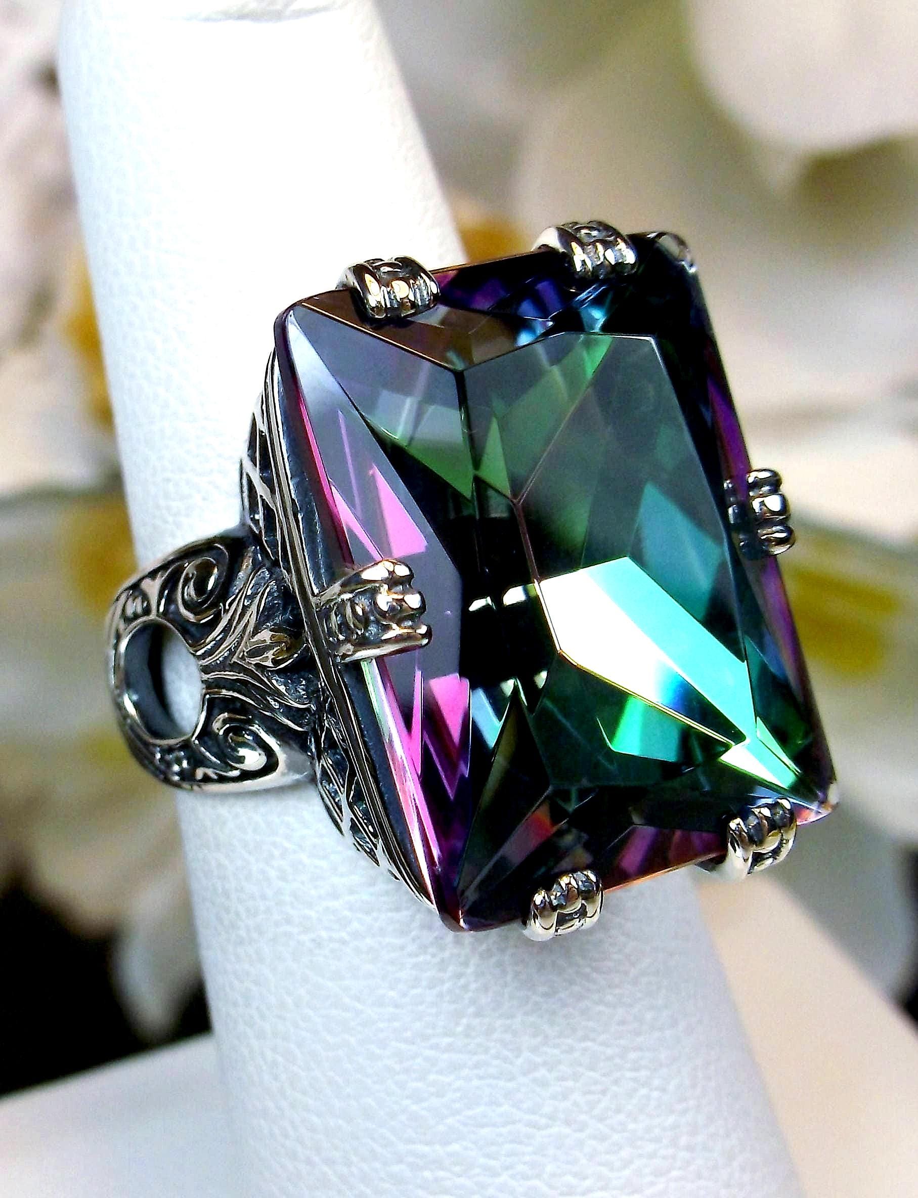 Mystic Topaz Ring | 925 Sterling Silver | Big 30ct Simulated Mystic Topaz Ring | 925 Sterling Silver | Big 30ct Simulated