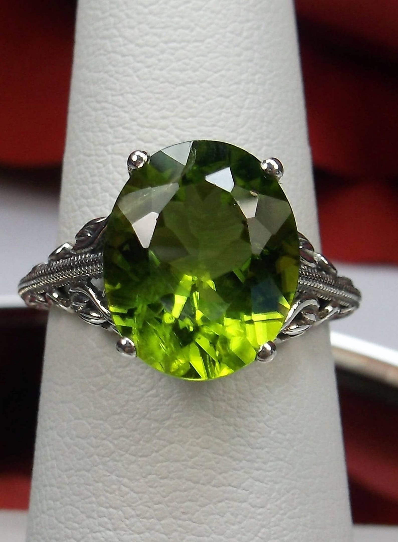 Natural Peridot Ring/ 10k 14k or Sterling Silver/ 5ct Natural | Etsy