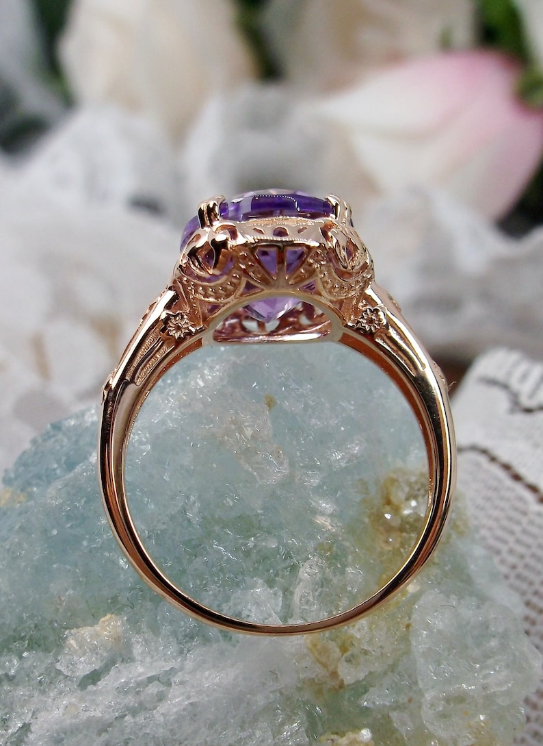 Natural Amethyst Ring | Size 9 | Rose Gold Plated Sterling Silver ...