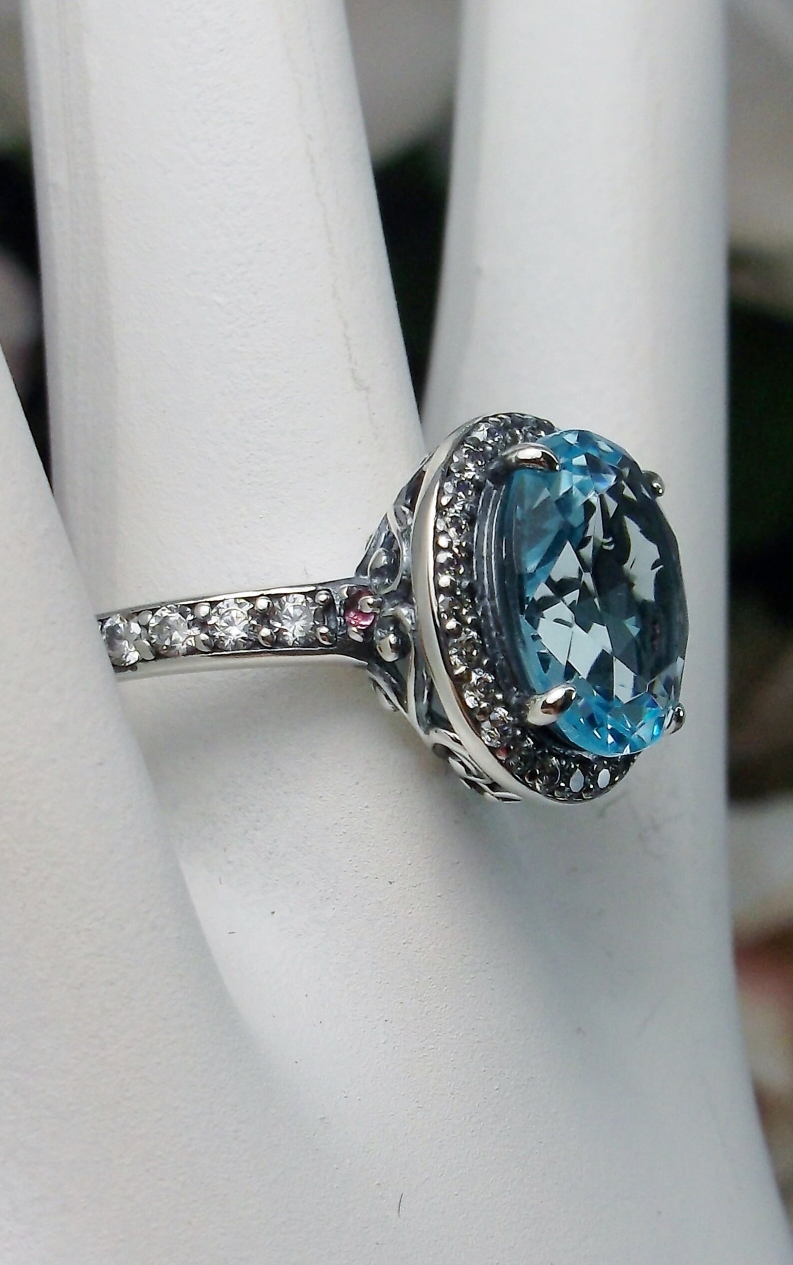 Aquamarine Blue Ring/ Sterling Silver/ 3ct Oval Cut Sim Aqua | Etsy