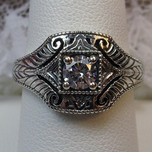 White Inset Stone Ring/ Sterling Silver/ Embellished Gem & CZ | Etsy