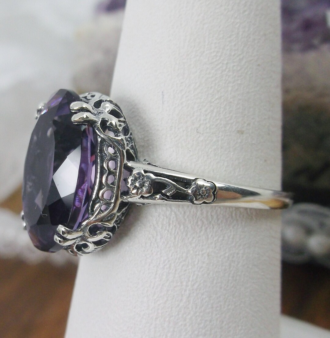Natural Purple Amethyst Ring/ Sterling Silver/ Oval 3.7ct - Etsy
