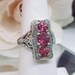 Natural Pink Topaz Ring / Round 3 Gems With Edwardian Sterling Silver ...