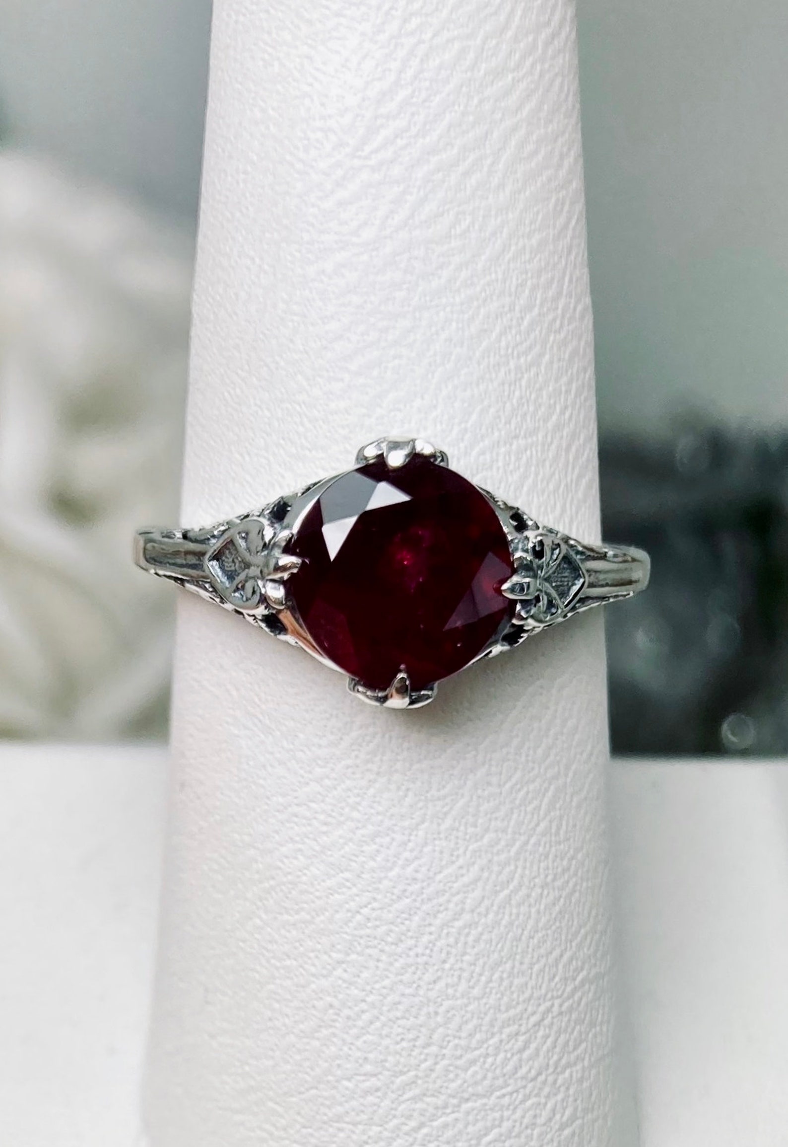 Natural Ruby Ring/ Sterling Silver/ 1.8 Carat Round Cut - Etsy