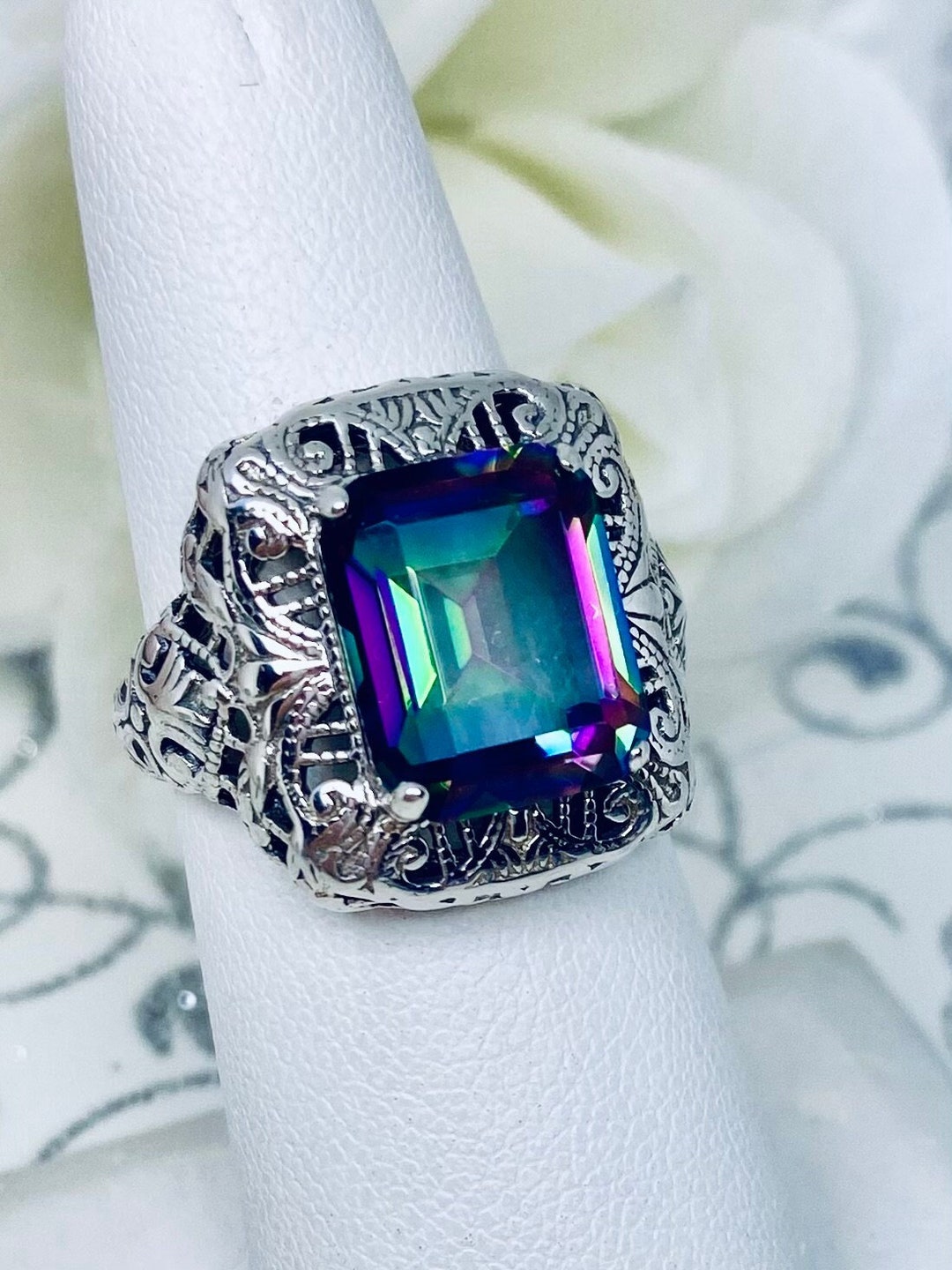 Natural Mystic Topaz Ring/ 4.26ct Natural AAA Topaz With Sterling ...