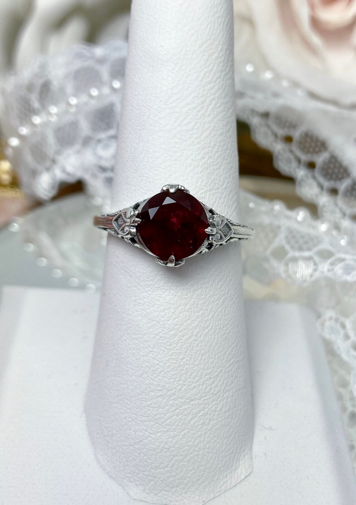 Natural Ruby Ring/ Sterling Silver/ 1.8 Carat Round Cut - Etsy