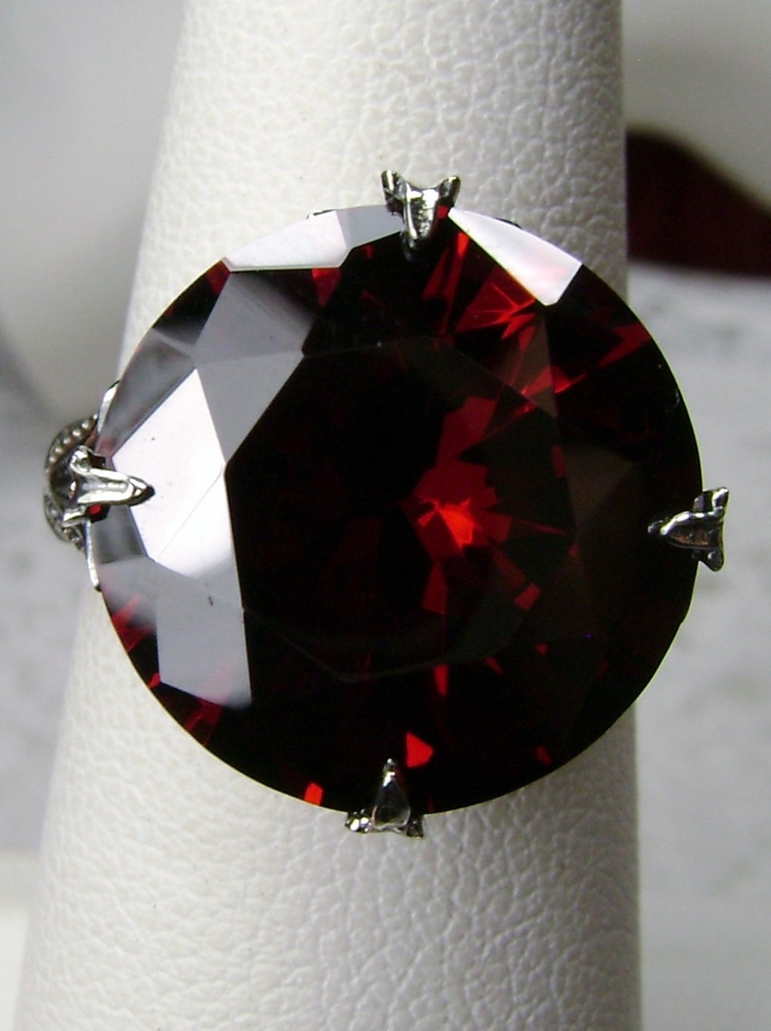 Red Garnet Ring/ Sterling Silver/ Red Garnet CZ or Natural - Etsy