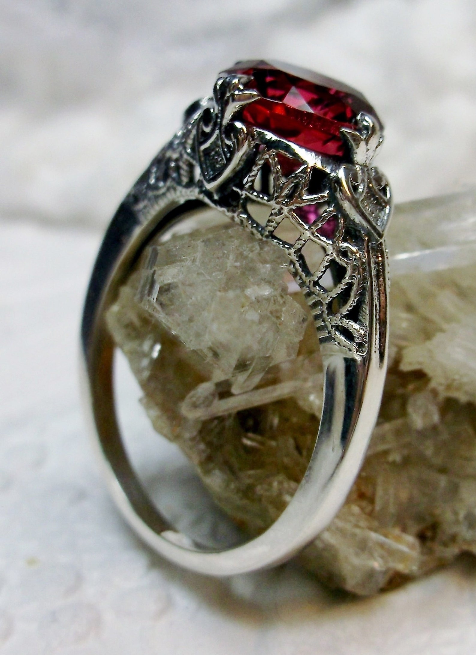 Ruby Red Ring/ Sterling Silver/ 2ct Round Cut Red Ruby Gem - Etsy