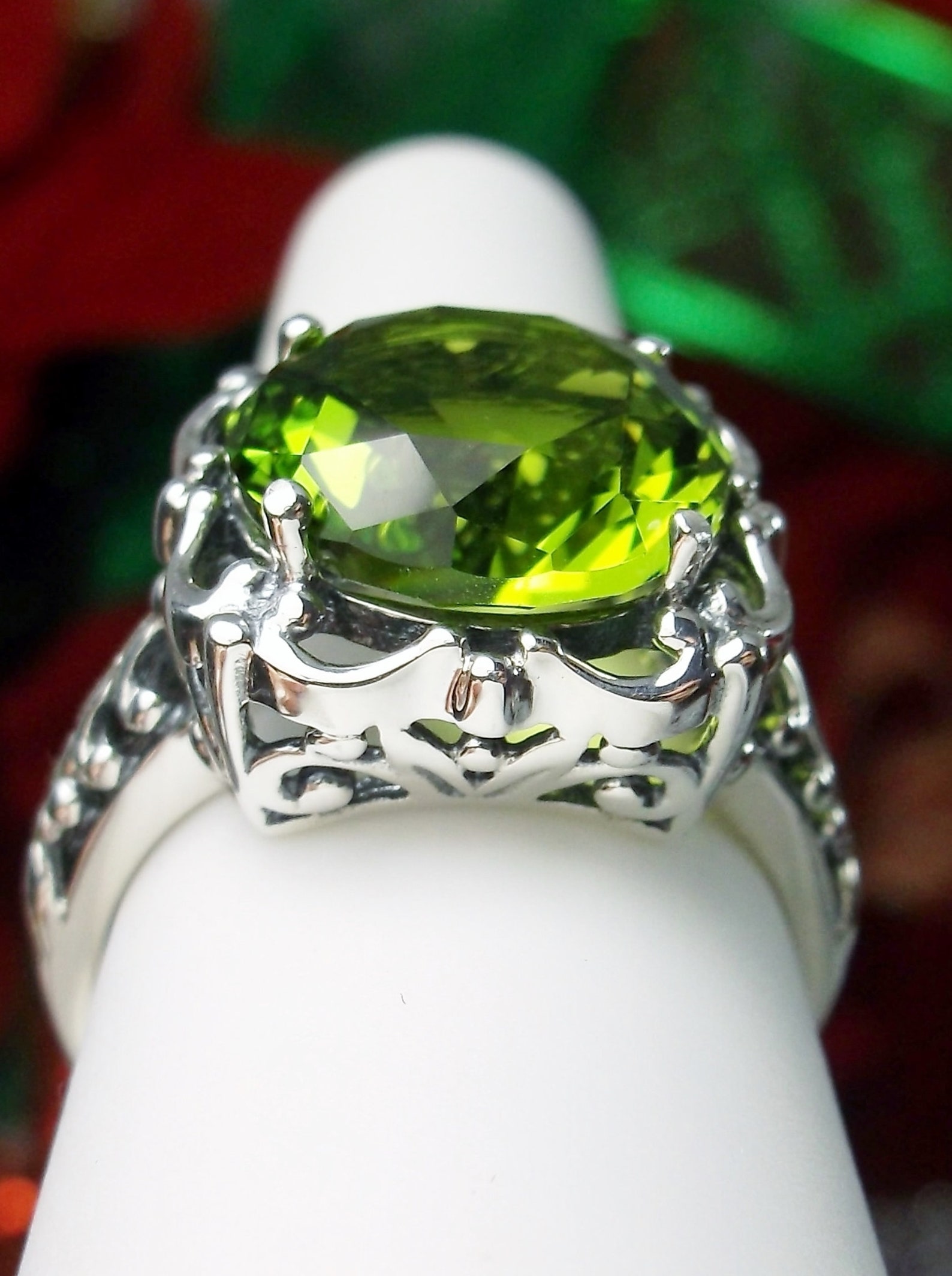 Peridot Ring/ Sterling Silver/ 6ct Simulated or Natural - Etsy