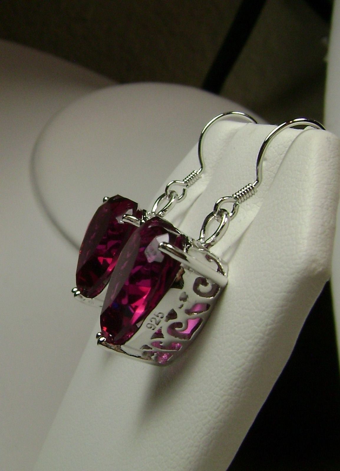 Red Ruby Earrings/ Solid Sterling Silver/ Simulated Red Ruby | Etsy